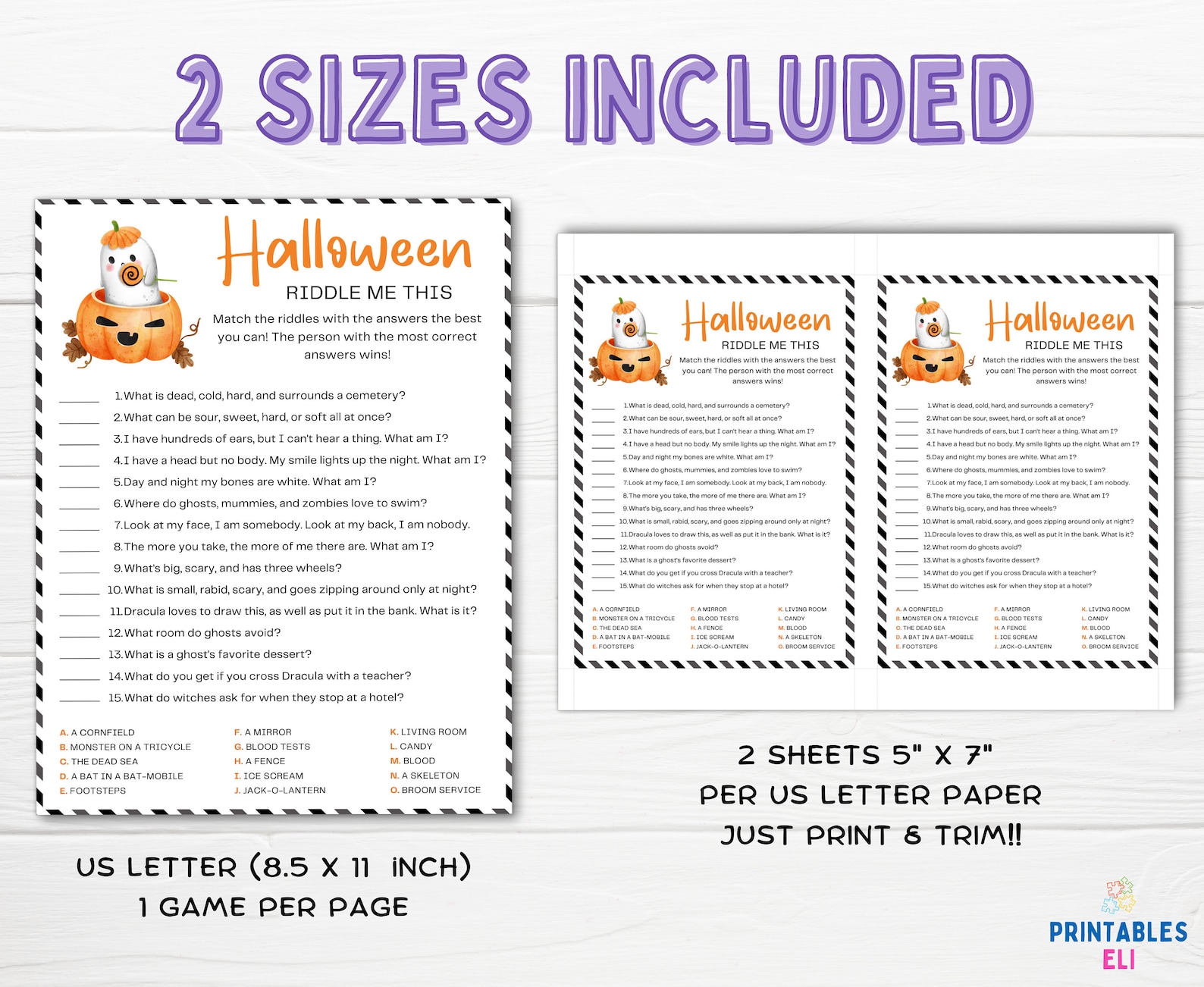 Halloween Riddle Me This Game Printable Halloween Party Game - Etsy