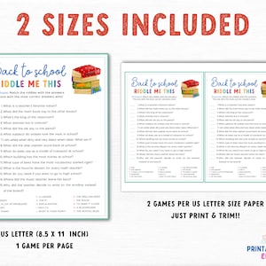 Back to School Riddle Me This Printable Game, Printable Back to School ...
