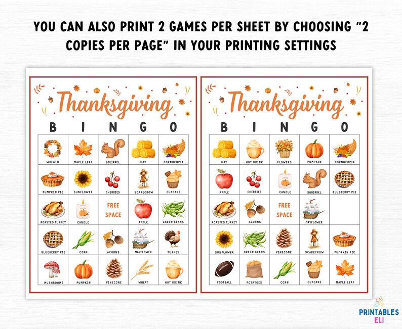 Thanksgiving Bingo Cards Printable, Autumn Bingo, Thanksgiving Activity ...