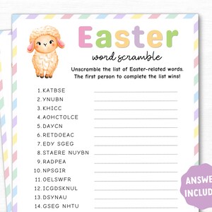 Easter Word Scramble Game, Printable Easter Party Game, Classroom ...