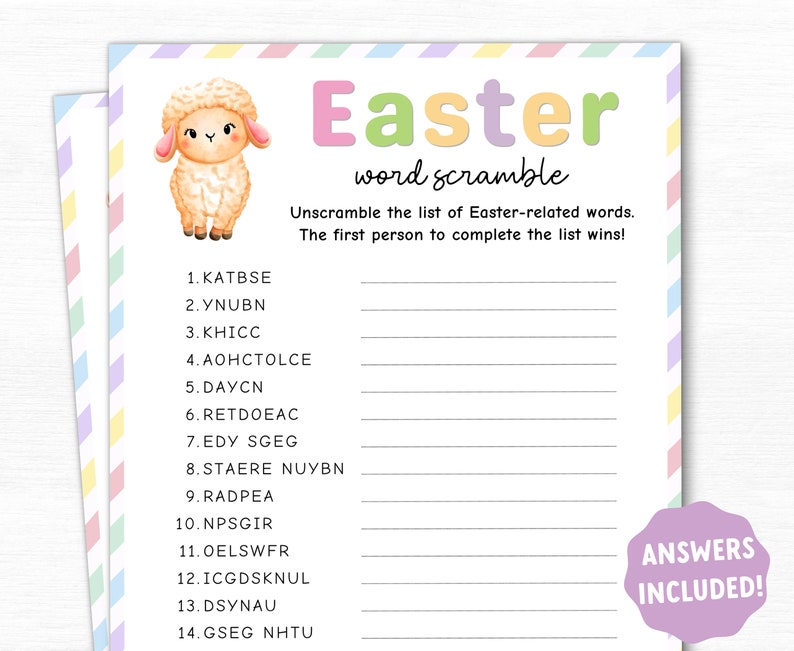 Easter Word Scramble Game, Printable Easter Party Game, Classroom ...