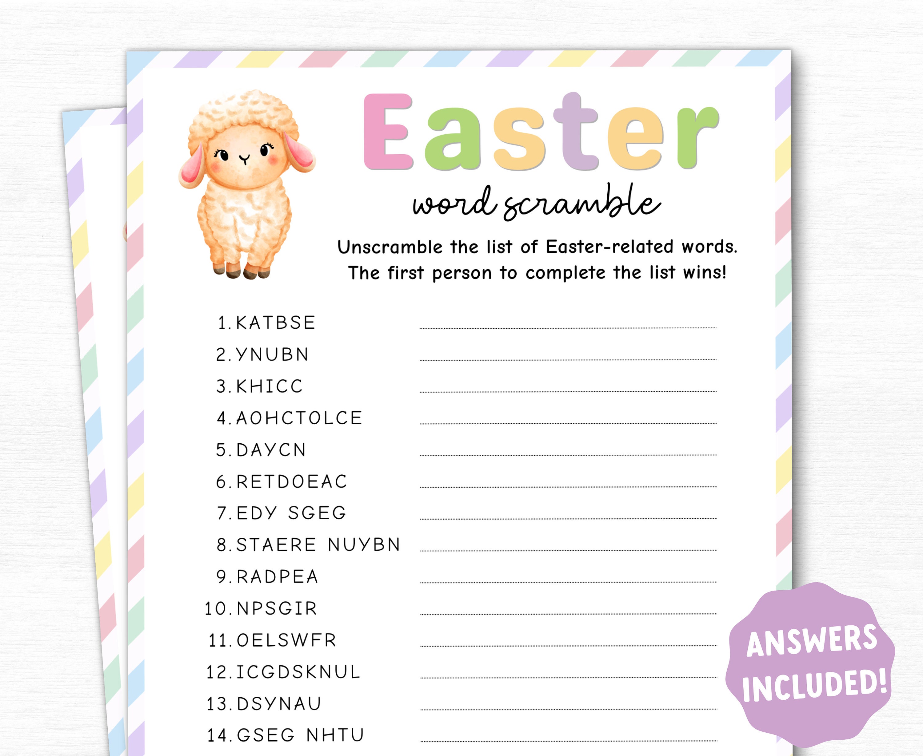 Easter Word Scramble Game, Printable Easter Party Game, Classroom ...