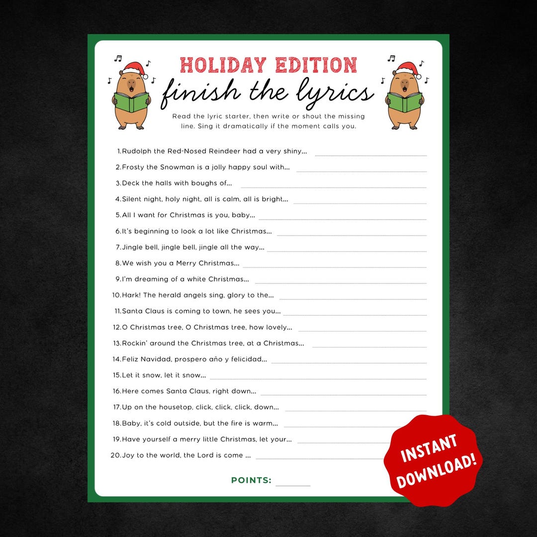 Christmas Finish the Lyrics Game | Christmas Song Trivia Game ...