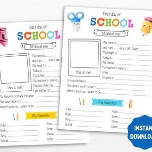 First and Last Day of School Printable, Back to School Questionnaire ...