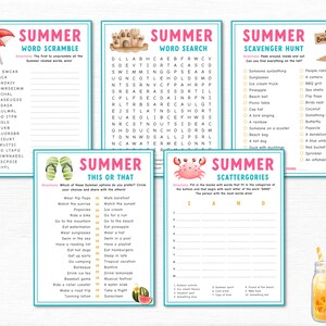 Summer Game Bundle, Printable Summer Game for Kids and Adults ...