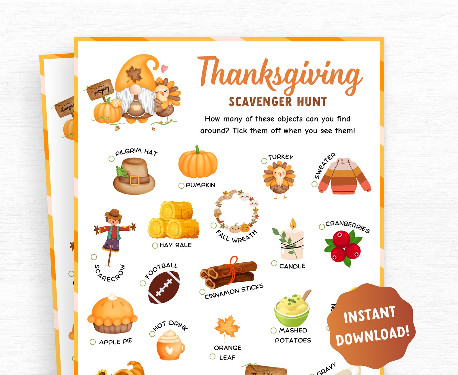 Thanksgiving Scavenger Hunt, Printable Autumn, Game for Kids ...