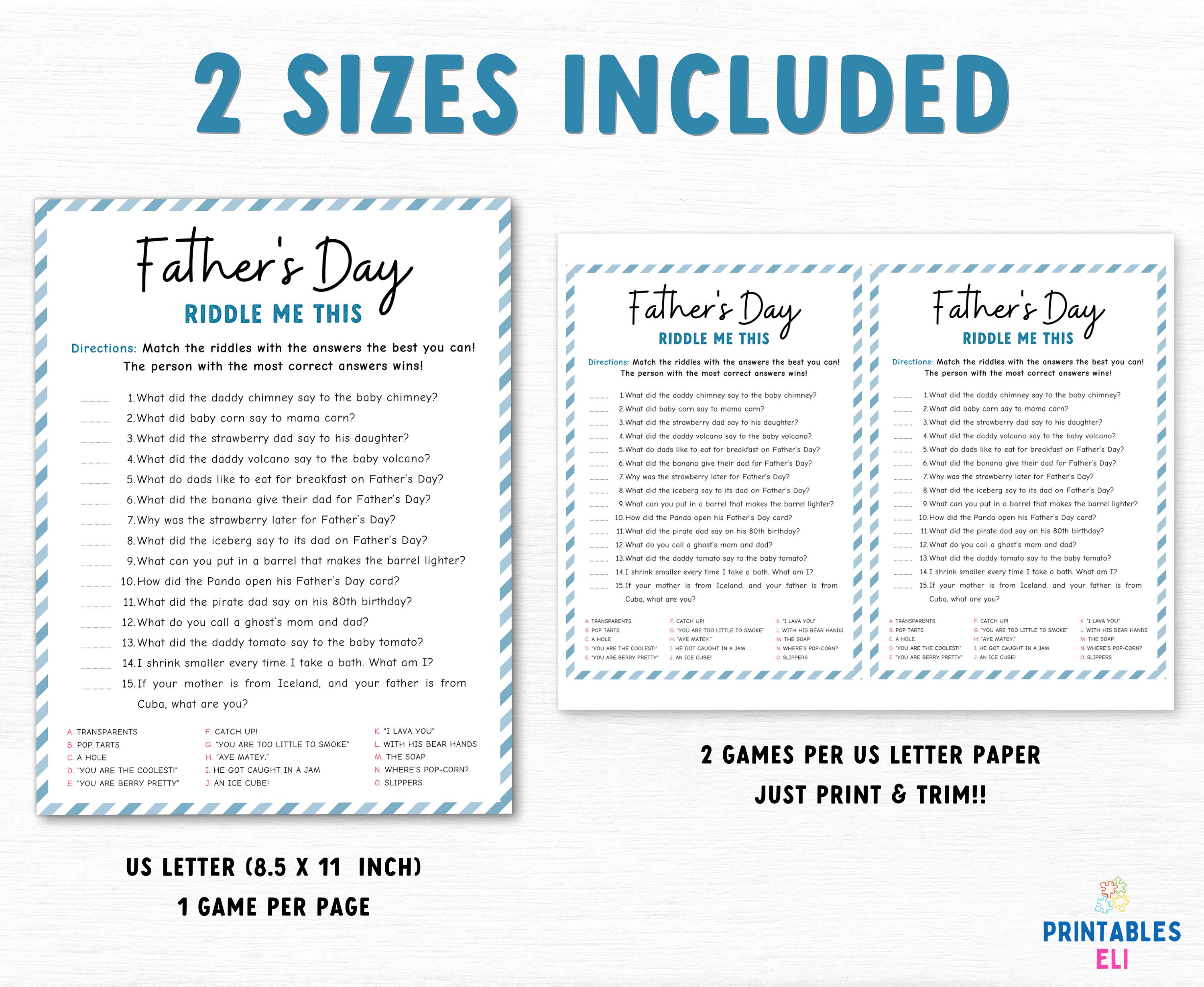 15 Printable Fathers Day Game Bundle, Fathers Day Games for Kids and ...