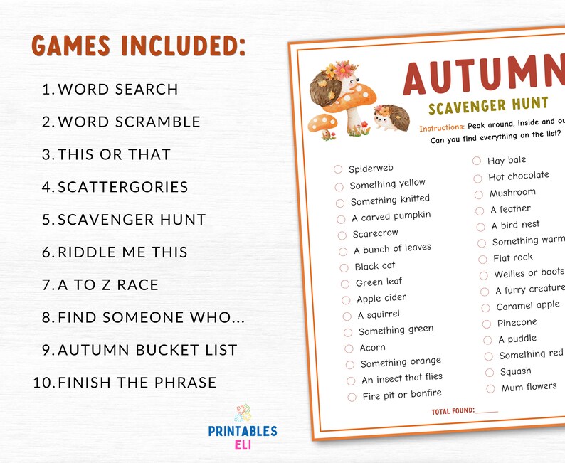 Autumn Games Bundle, Printable Fall Game for Kids and Adults, Autumn ...