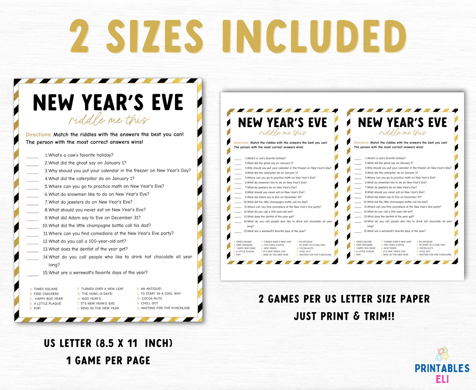 New Years Eve Riddle Me This Game, Printable New Year Party Game ...