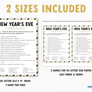 New Years Eve Riddle Me This Game, Printable New Year Party Game ...