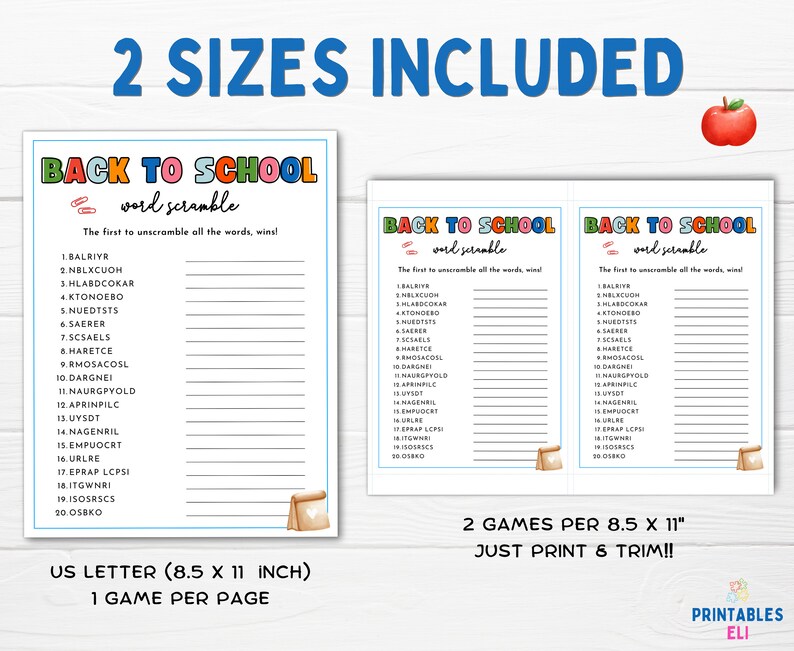 Back to School Word Scramble Printable Game Printable Back to - Etsy