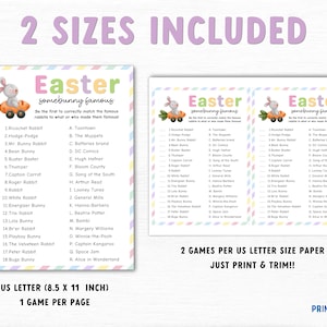 Easter Somebunny Famous Game, Printable Easter Game, Famous Bunnies ...