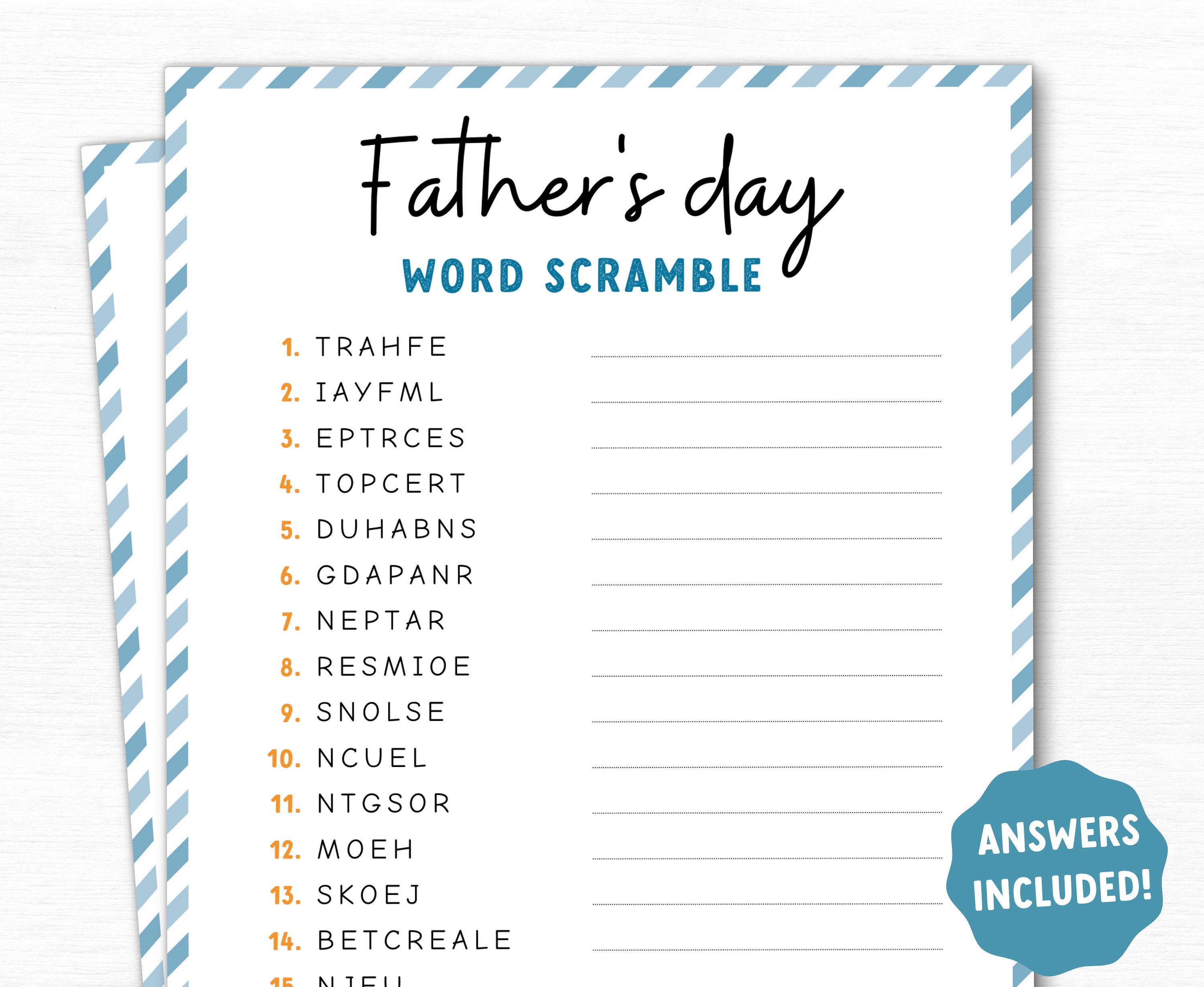 Father's Day Word Scramble Game, Printable Father's Day Game, Classroom ...