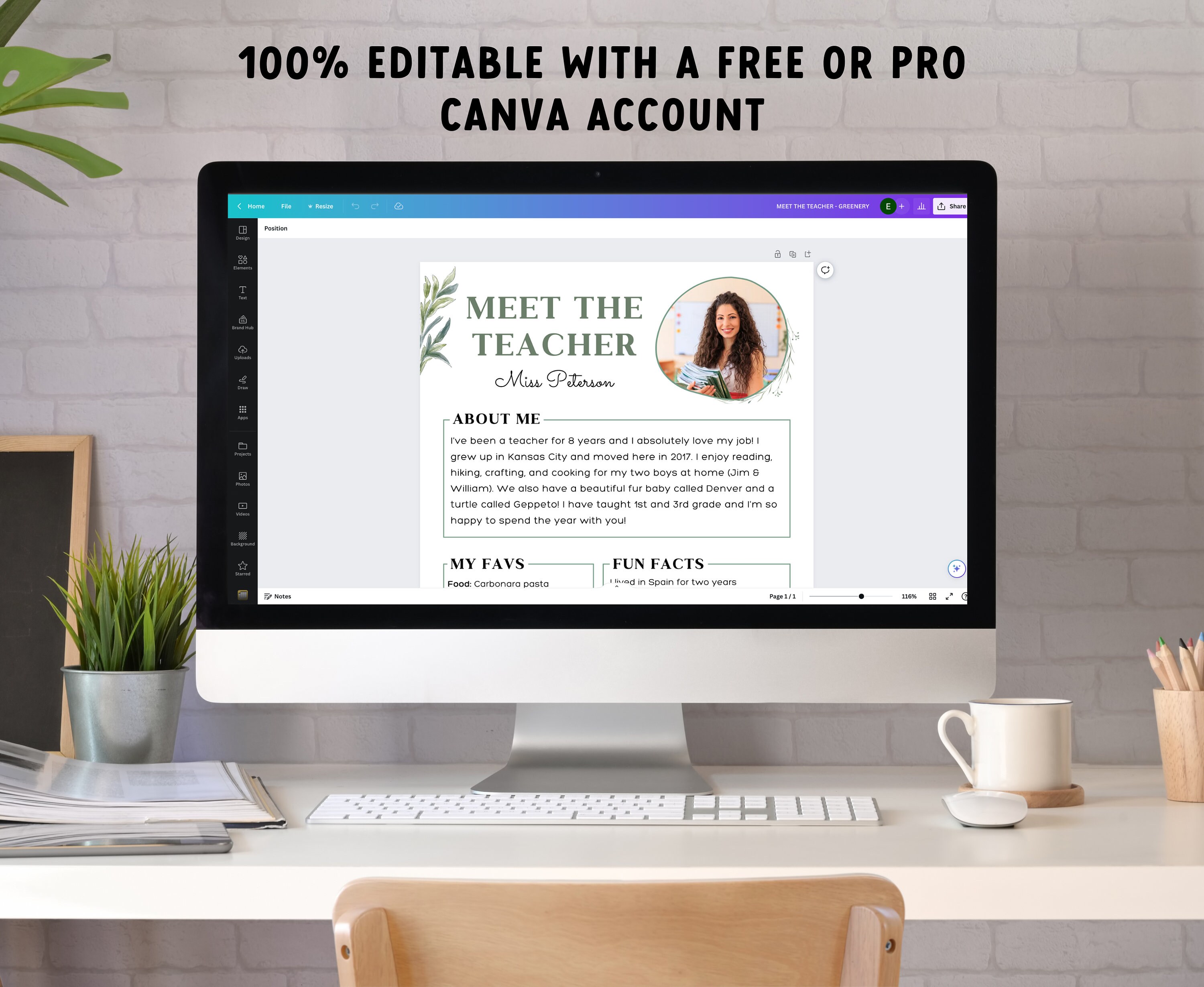 Meet the Teacher Template Watercolor, Classroom Printable Teacher ...