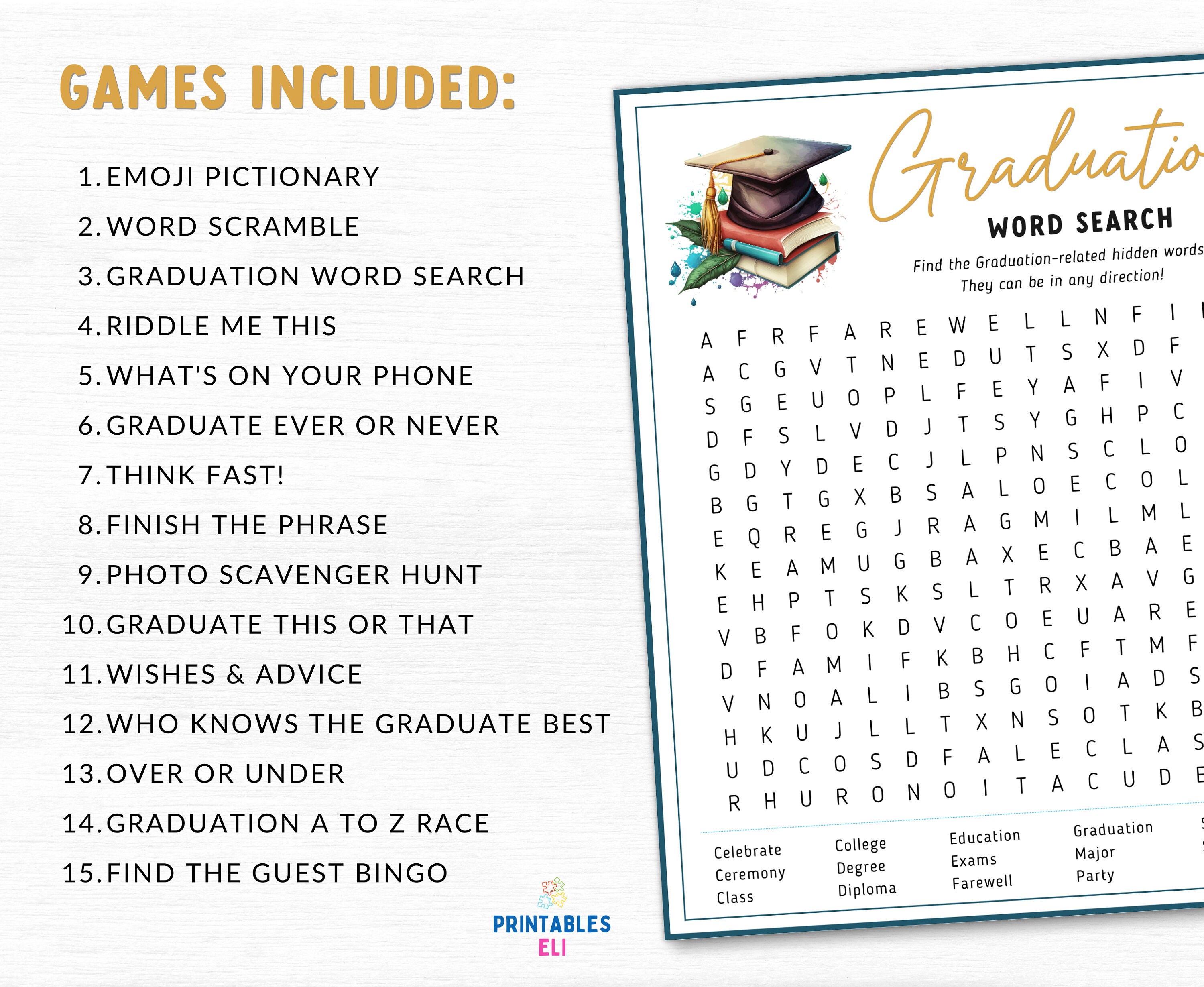 15 Graduation Day Games Printable Bundle, Wishes for the Graduate ...