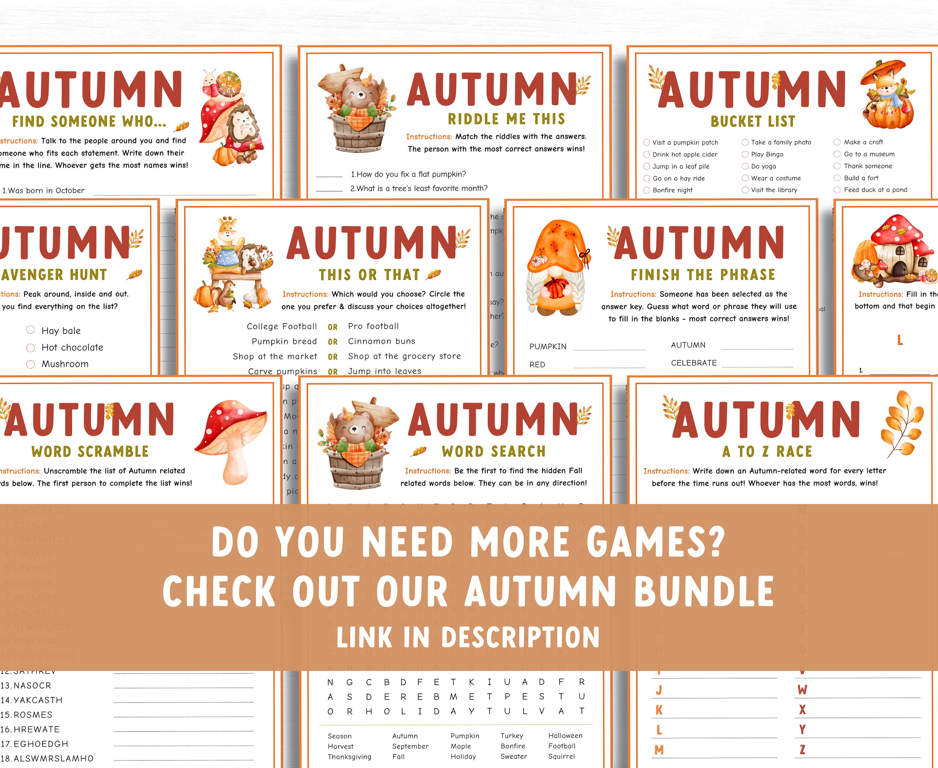 Autumn Riddle Me This Printable Game, Family Fall Game Printable ...