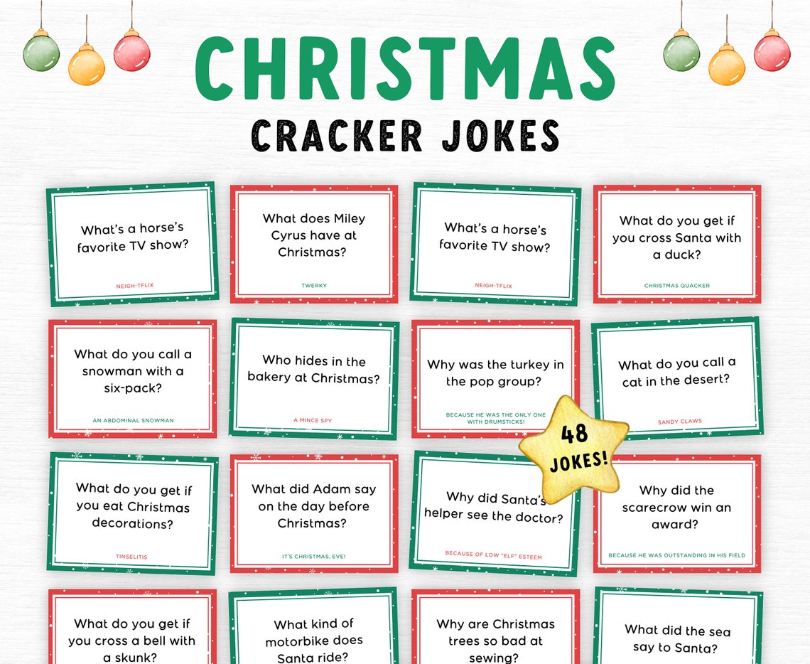 Christmas Jokes Printable Cards, Cracker Jokes, Christmas Cracker, Christmas Riddles, Printable ...