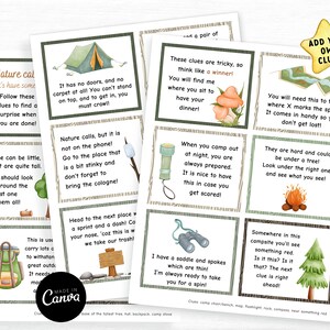 Editable Camping Scavenger Hunt for Kids, Outdoor Treasure Hunt Clues ...