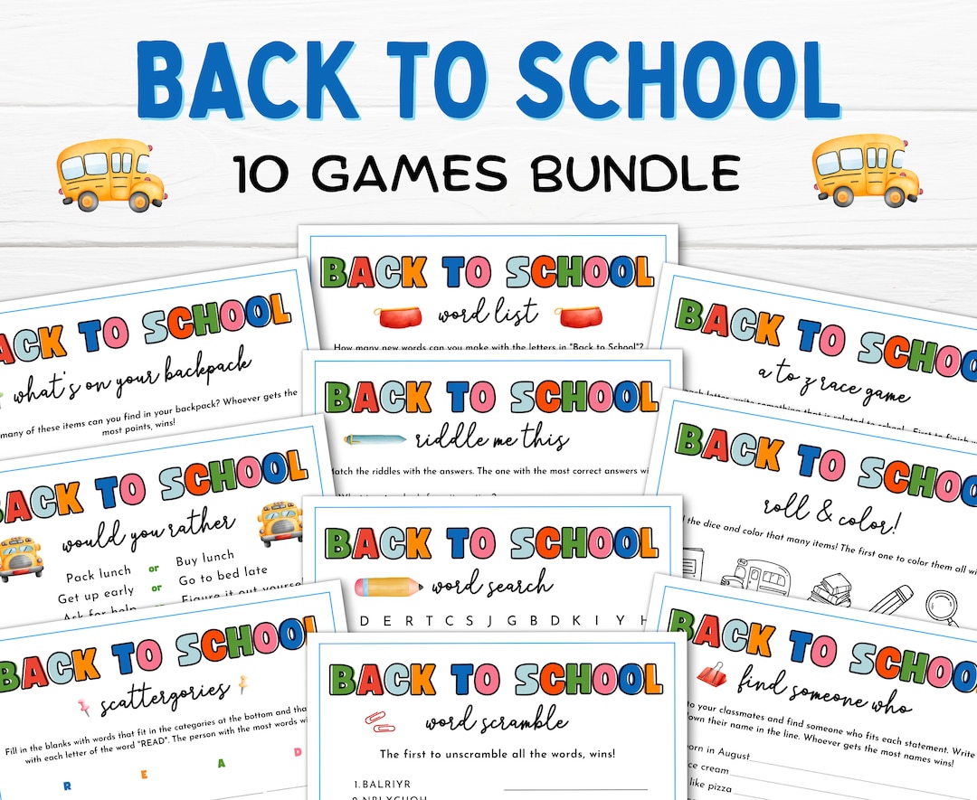Back to School Games Bundle Printable Back to School Games - Etsy
