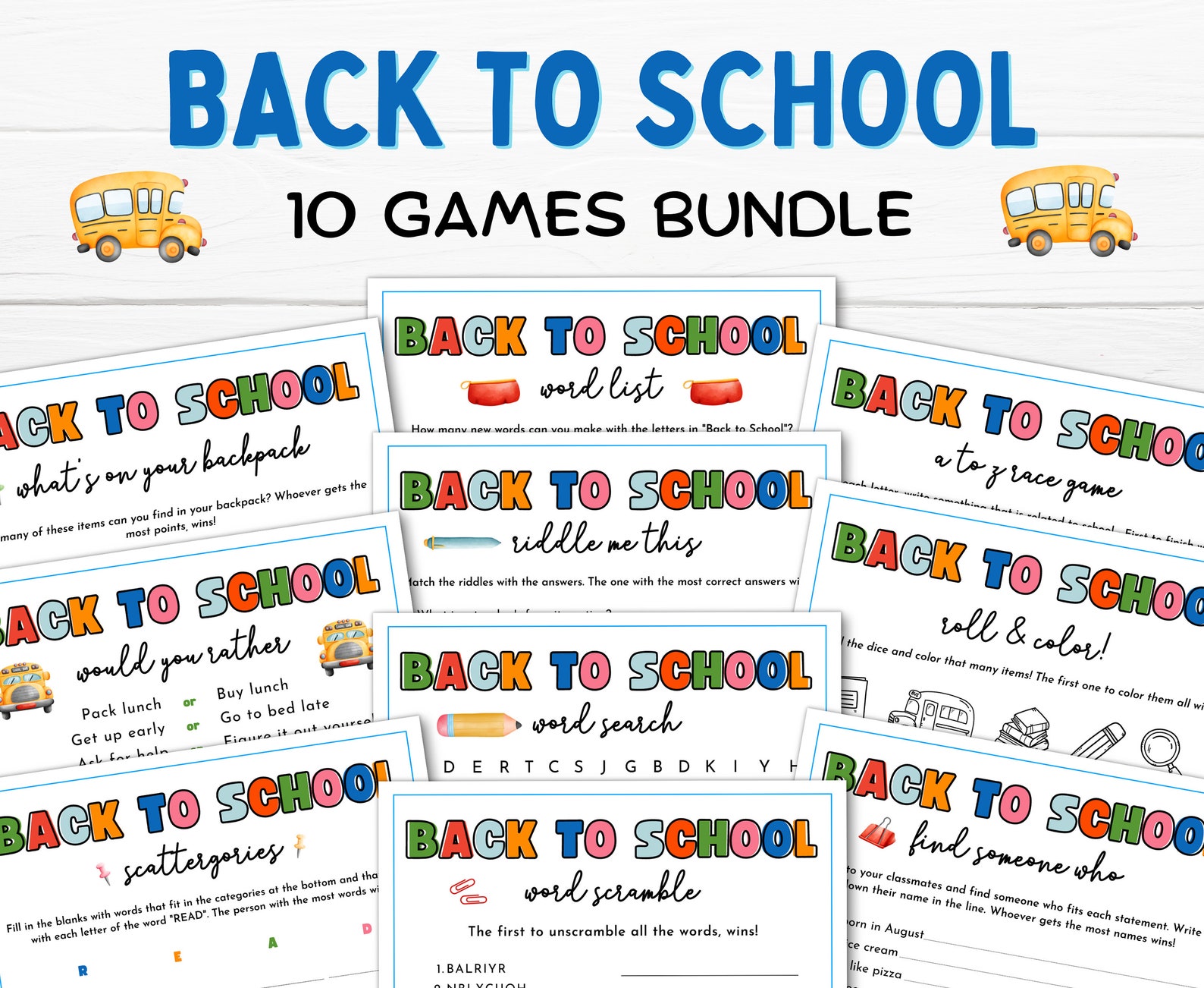 Back to School Games Bundle Printable Back to School Games - Etsy