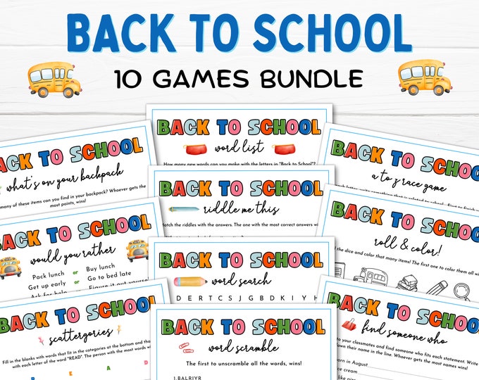Back to School Games Bundle Printable Back to School Games - Etsy