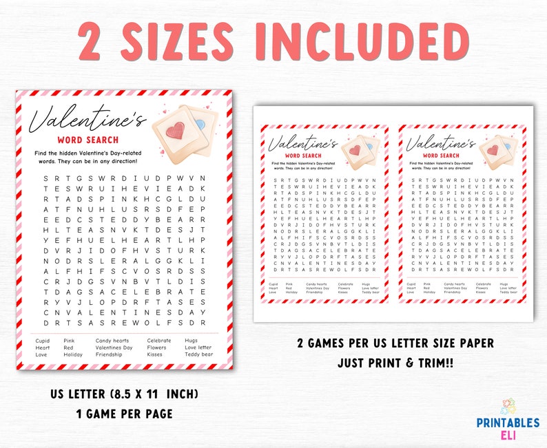 Valentines Day Word Search Game, Printable Valentines Day Party Game ...