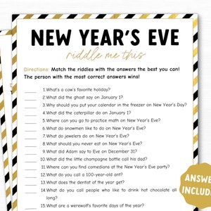 New Years Eve Riddle Me This Game, Printable New Year Party Game ...