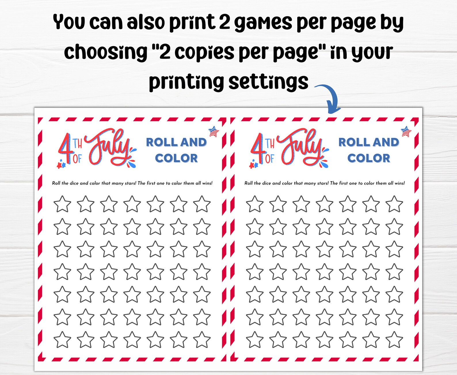 Roll and Color Fourth of July Printable Game 4th of July Game | Etsy
