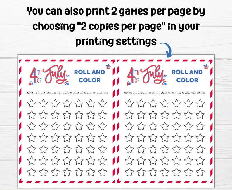 Roll and Color Fourth of July Printable Game 4th of July Game | Etsy