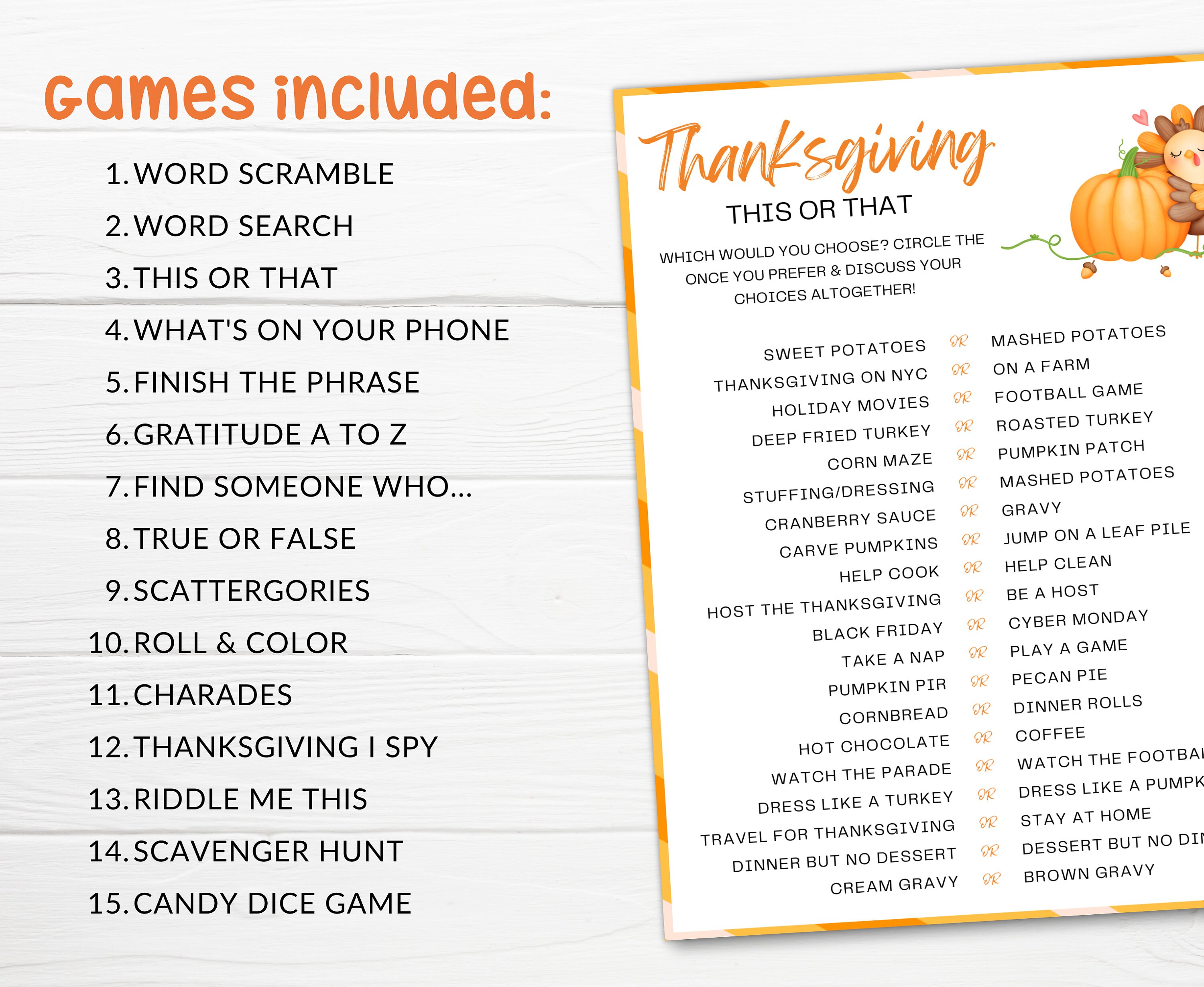 15 Thanksgiving Games Bundle Printable Thanksgiving Party - Etsy