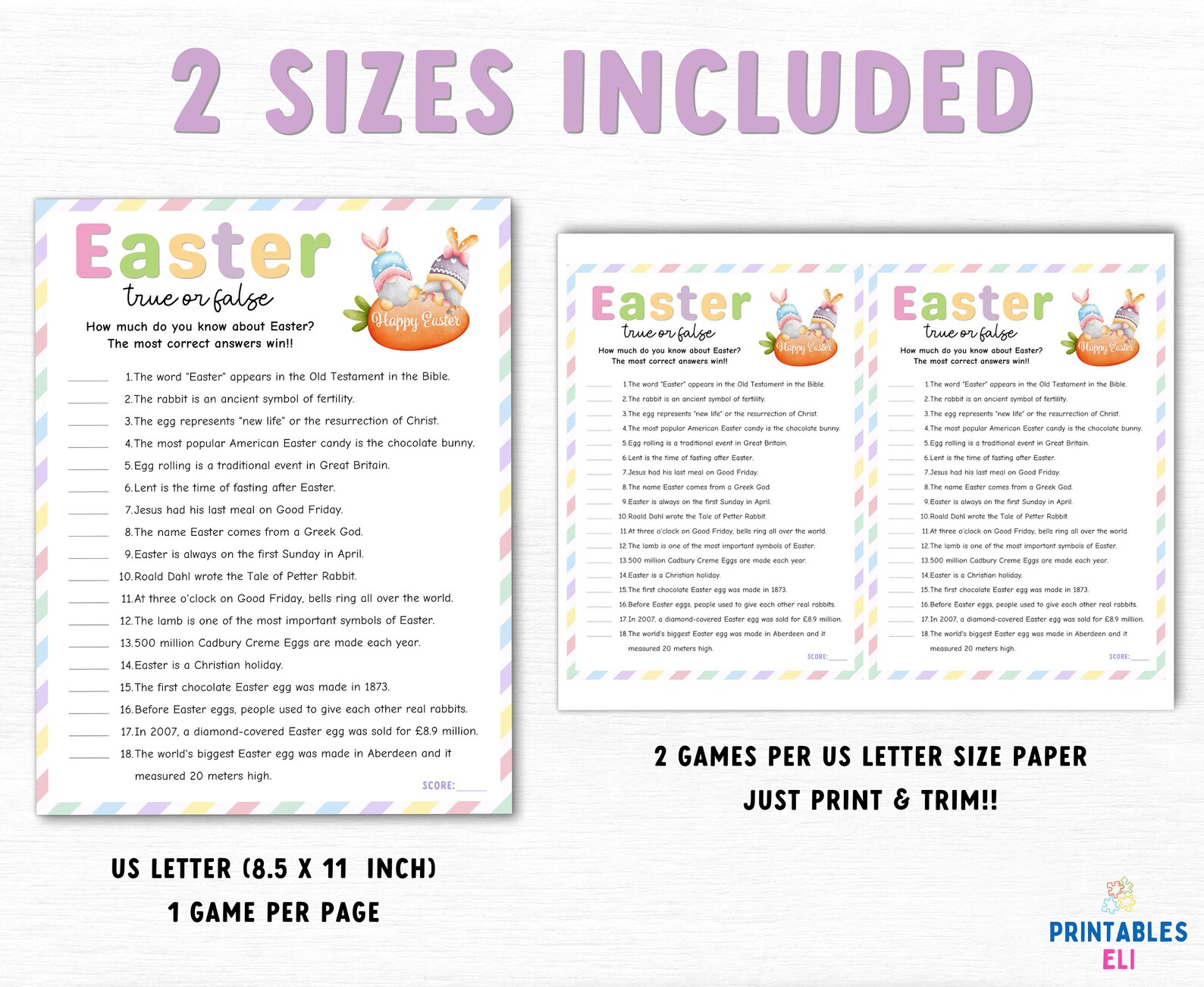 Easter True or False Game, Printable Easter Family Game, Easter Kids ...