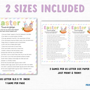Easter True or False Game, Printable Easter Family Game, Easter Kids ...