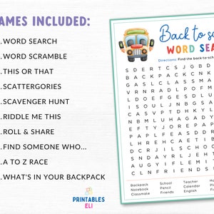 Back to School Games Bundle, Printable Back to School Games, First Day ...