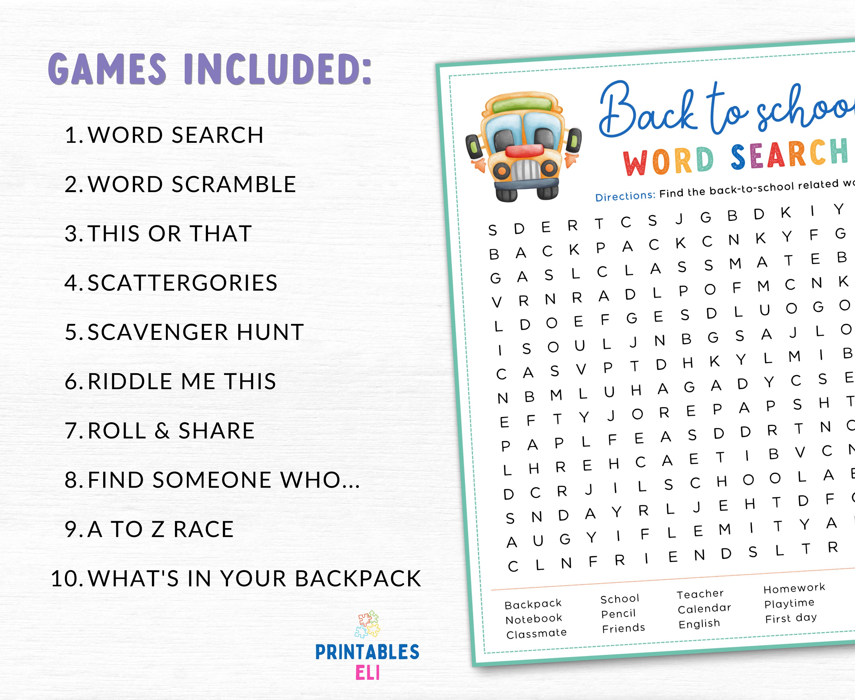 Back to School Games Bundle, Printable Back to School Games, First Day ...