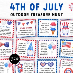 Outdoor Fourth of July Treasure Hunt Clues, Patriotic Scavenger Hunt ...