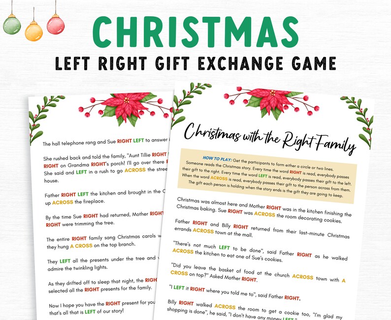 Left Right Game Gift Exchange Game Christmas Party Game - Etsy