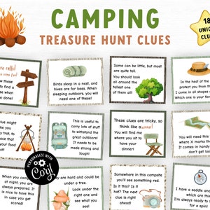 Editable Camping Scavenger Hunt for Kids, Outdoor Treasure Hunt Clues ...