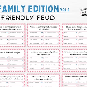 Family Feud Game Printable Family Game Night Family Quiz - Etsy