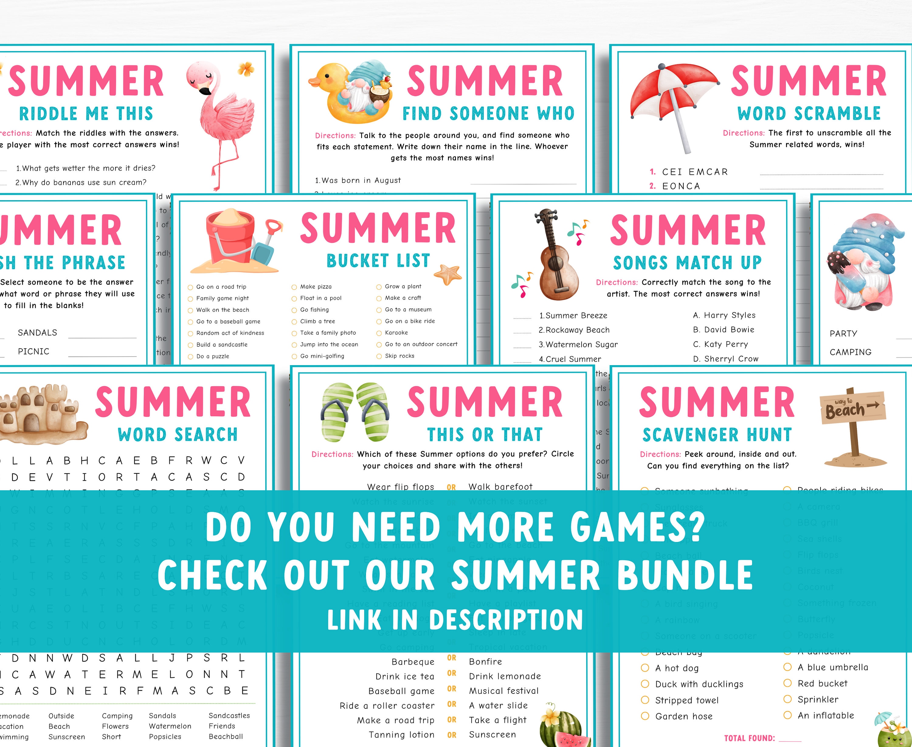 Summer Scavenger Hunt Game, Printable Summer Party Game, Summer ...