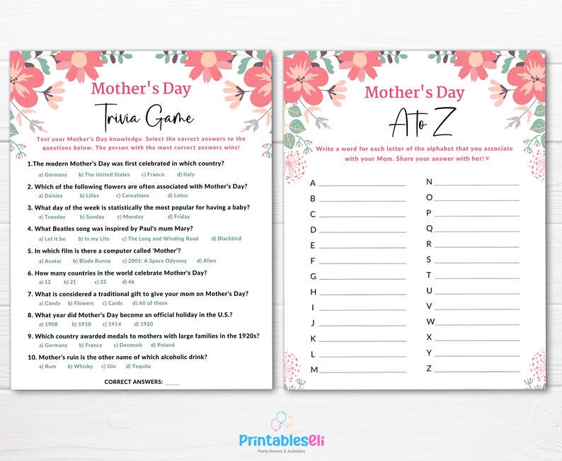 Printable Mother's Day Game Bundle Printable Mothers Day - Etsy