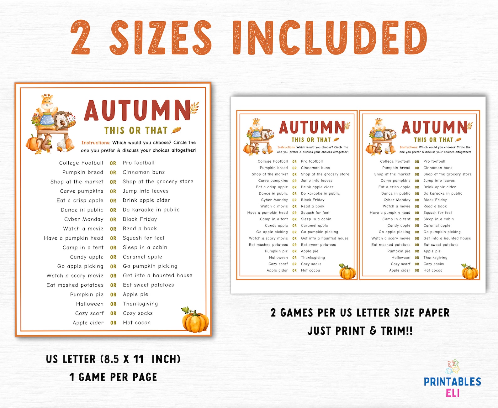 Autumn Games Bundle, Printable Fall Game for Kids and Adults, Autumn ...