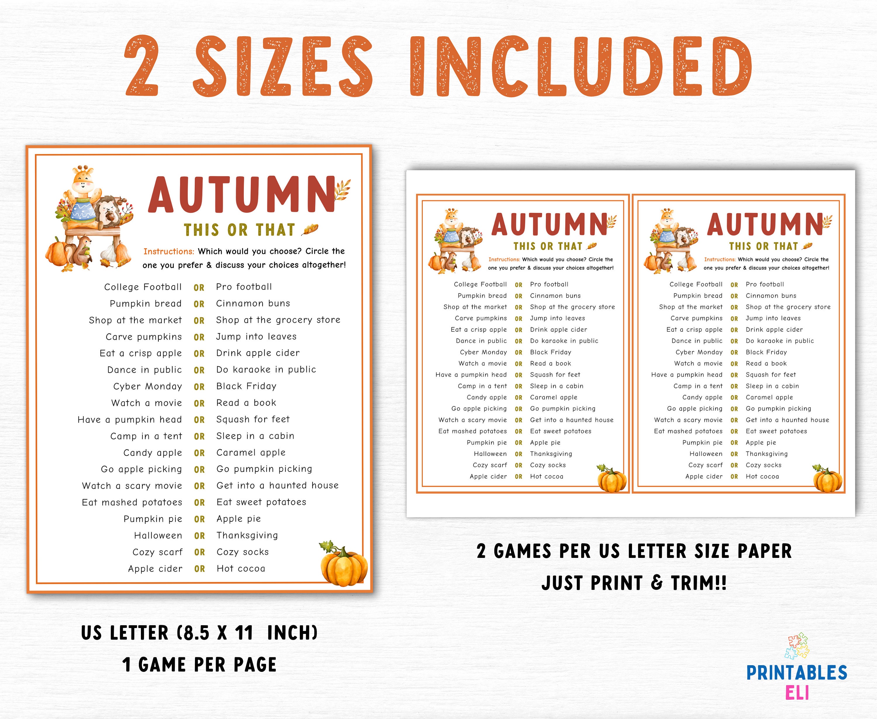 Autumn Games Bundle, Printable Fall Game for Kids and Adults, Autumn ...