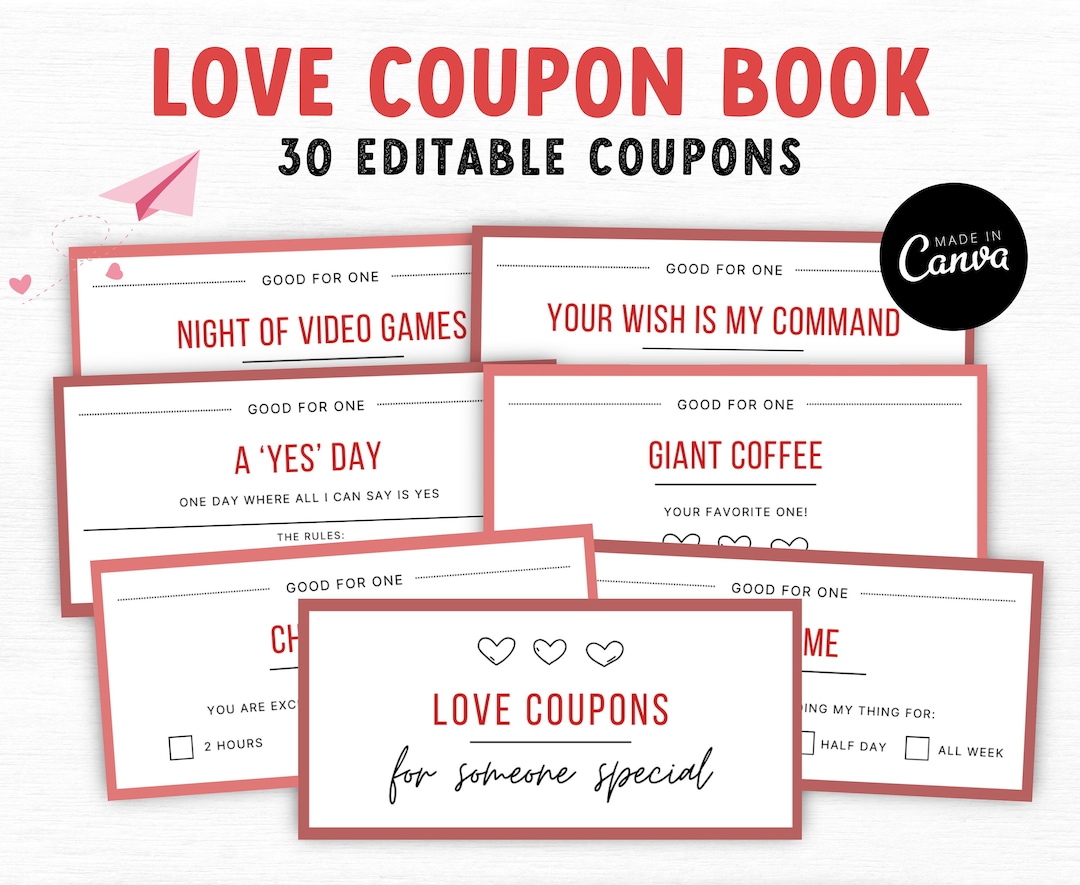 Love Coupon Book Editable Template, Printable Coupon Book, Love Coupons ...
