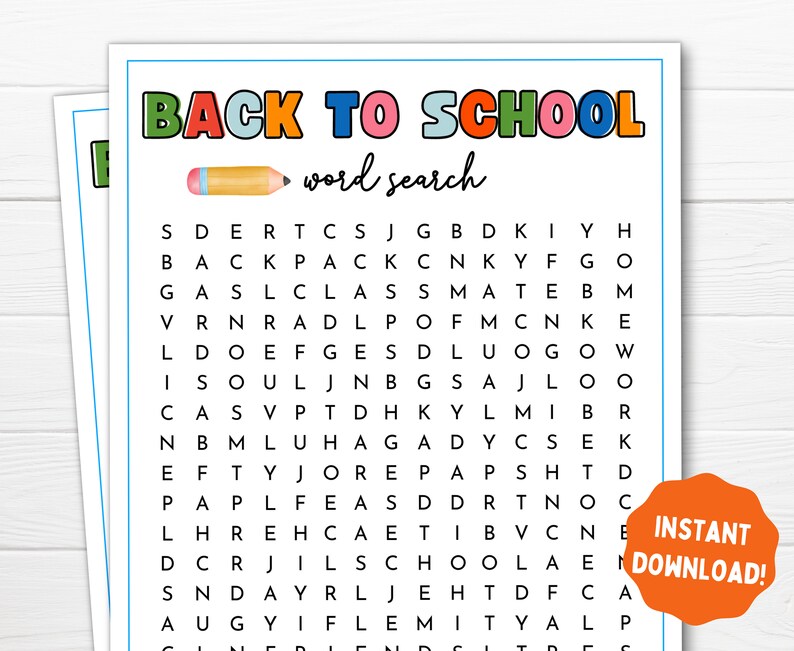 Back to School Word Search Printable Game Printable Back to - Etsy
