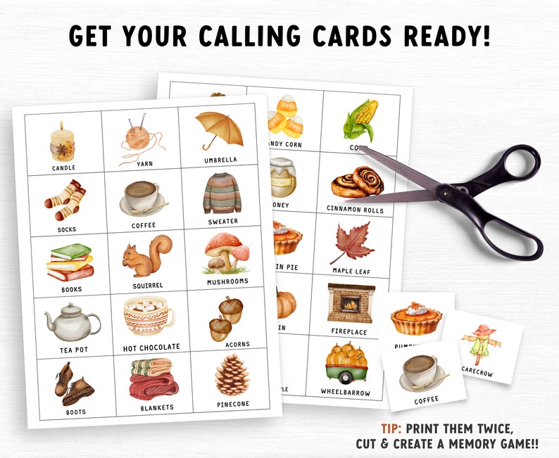 30 Fall Bingo Cards Printable, Autumn Bingo, Classroom Activity, Family ...