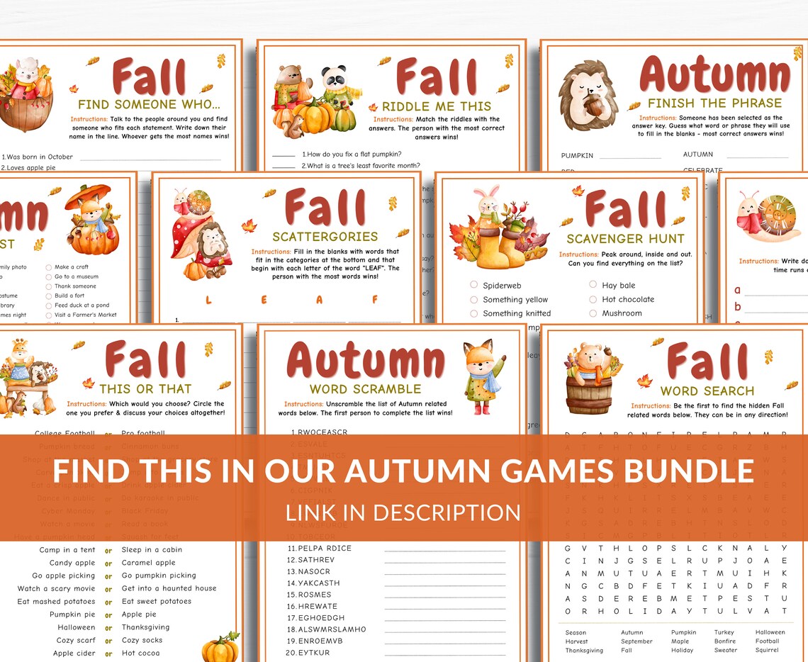 Autumn Scavenger Hunt Game Printable Fall Party Game Autumn - Etsy
