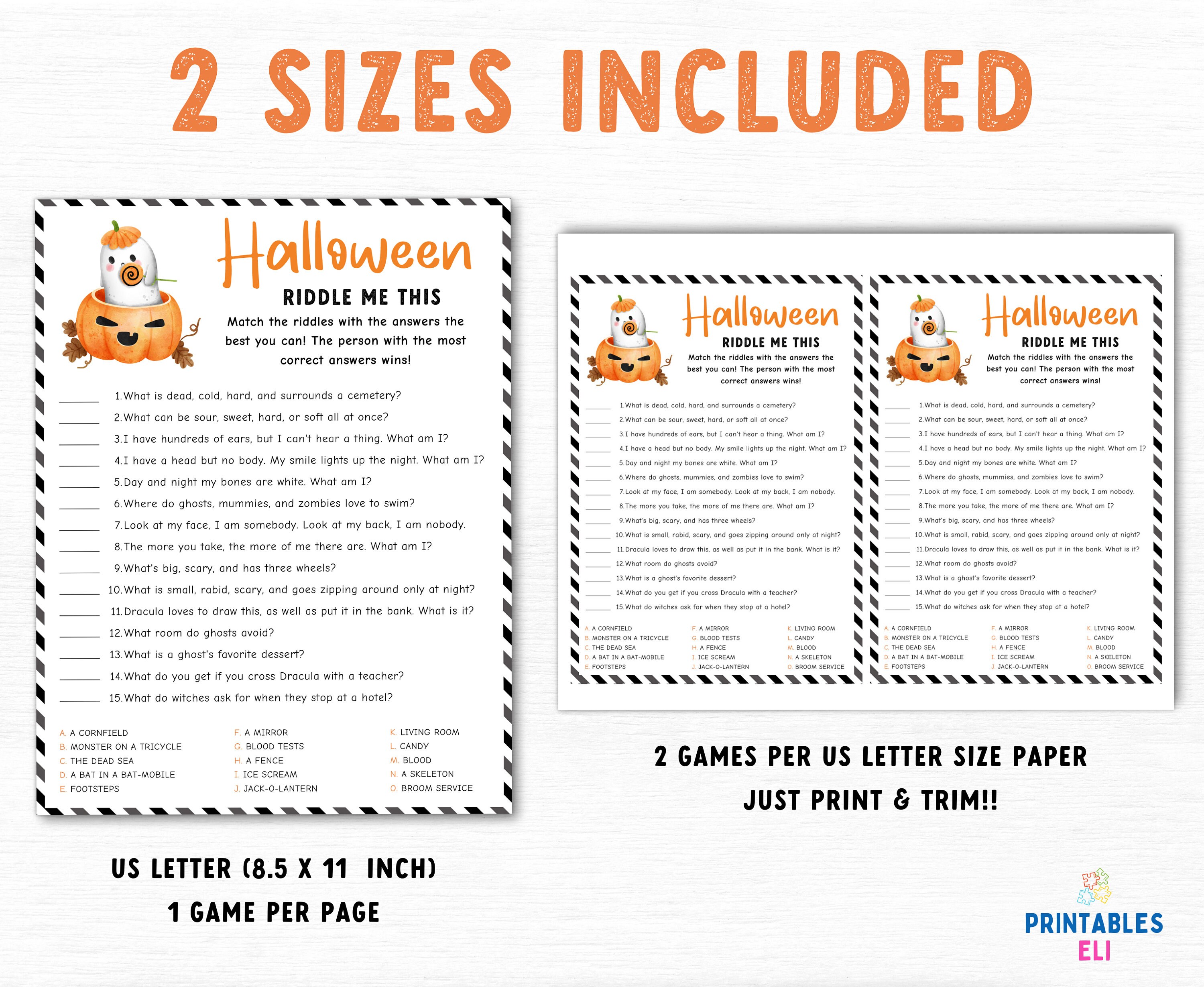 Halloween Riddle Me This Game, Printable Halloween Party Game ...