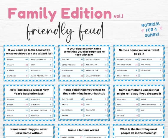 Family Feud Game Printable Family Game Night Family Quiz - Etsy