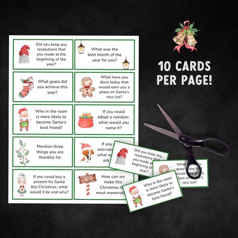 Christmas Conversation Starters, Christmas Party Game Printable, Family ...