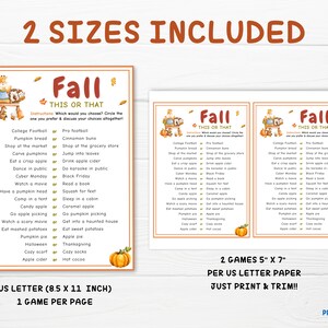 Autumn This or That Printable Game Printable Fall Party Game - Etsy